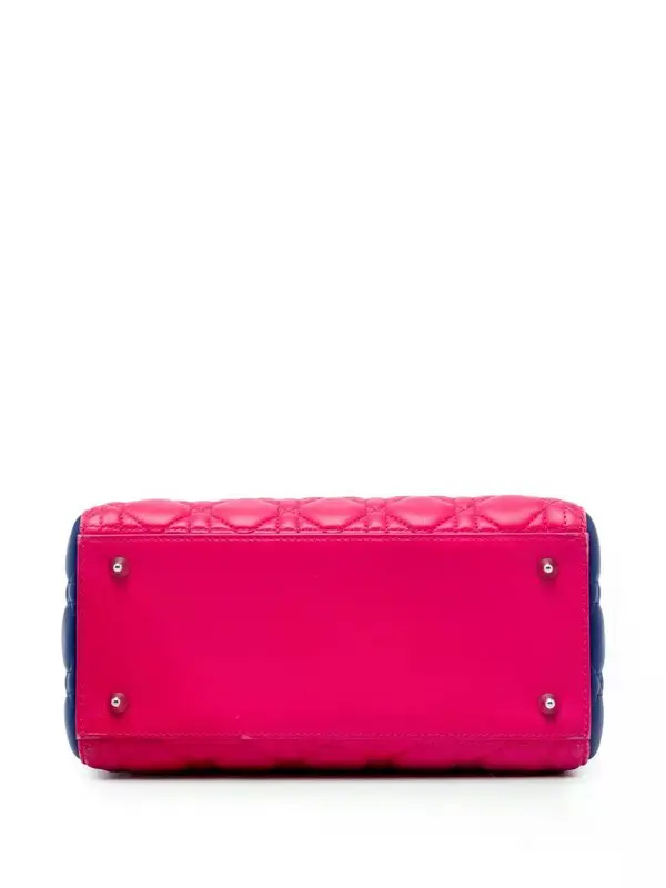 Dior 2013 Medium Tricolor Lambskin Cannage Lady Satchel - Pink