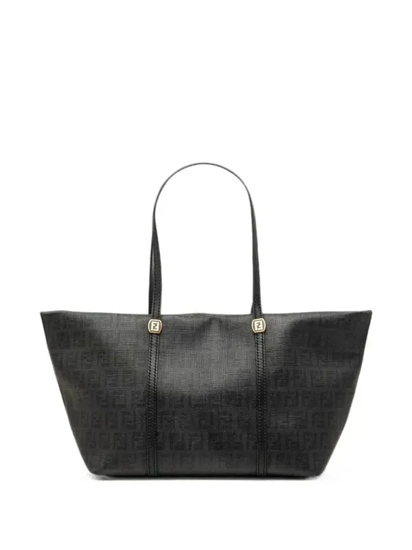 Fendi Zucchino Coated Canvas Tote Bag - Black