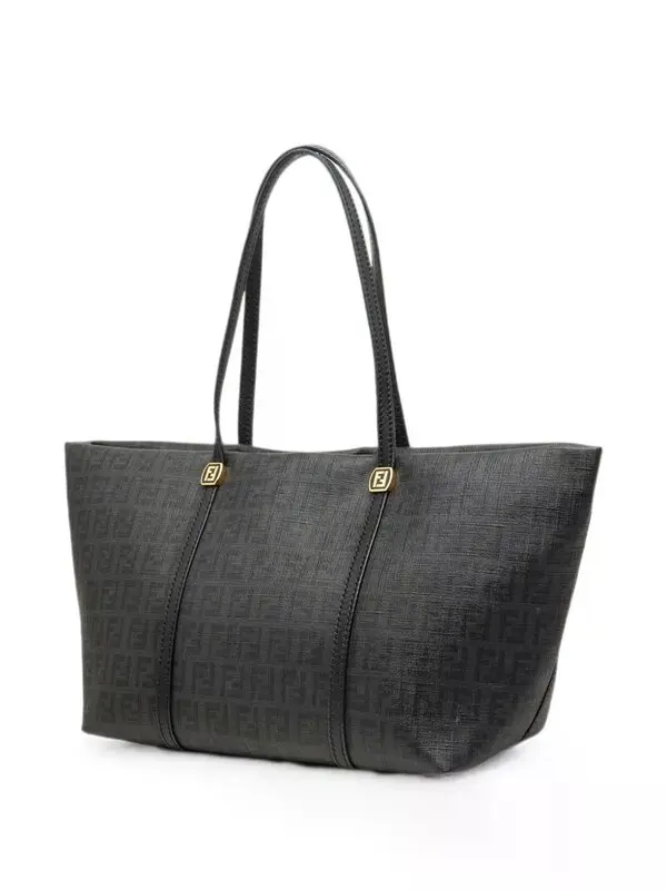 Fendi Zucchino Coated Canvas Tote Bag - Black