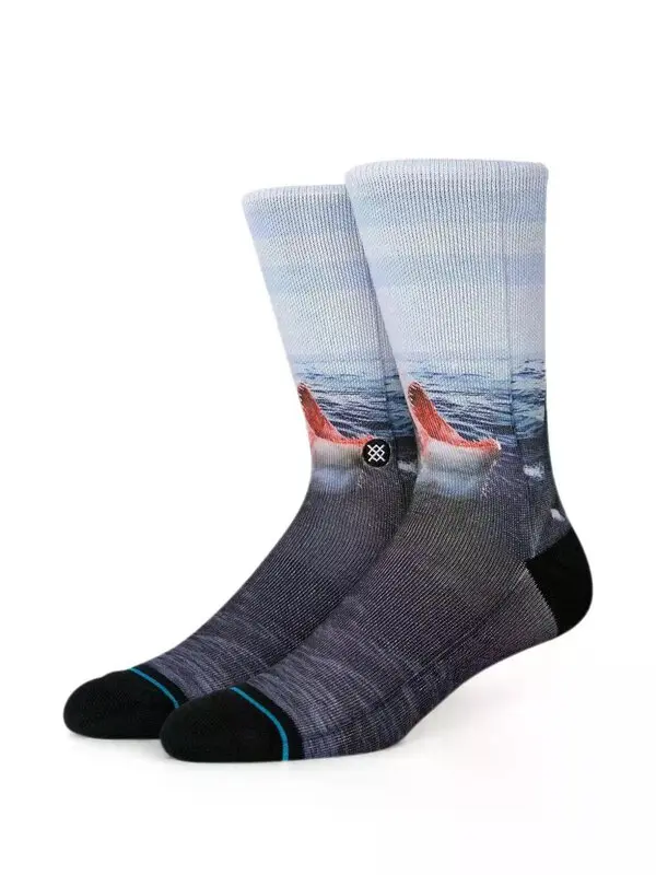Stance Crew Socks With Shark Print - Blue