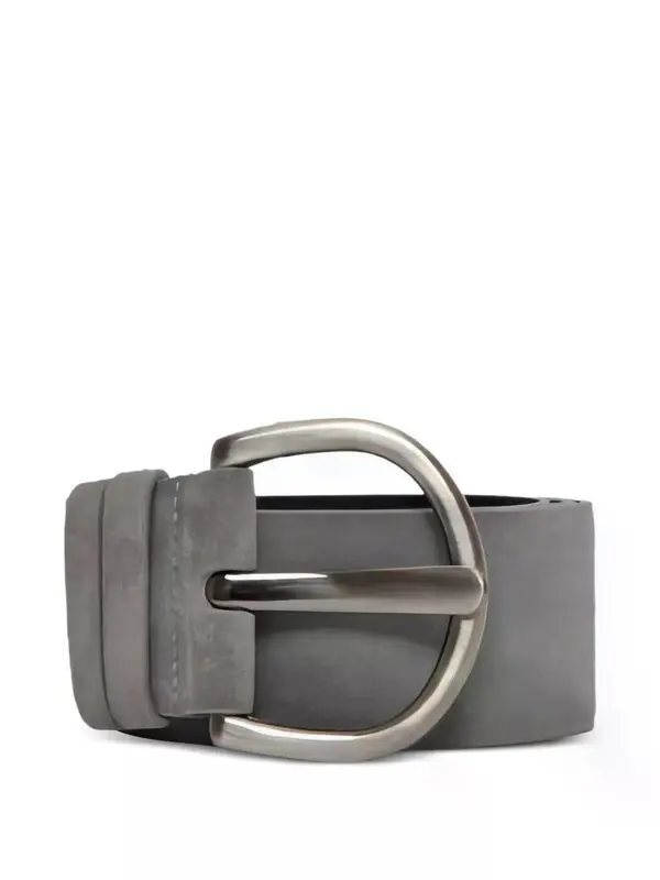 POCHE PARIS Rounded Buckle Leather Belt - Grey