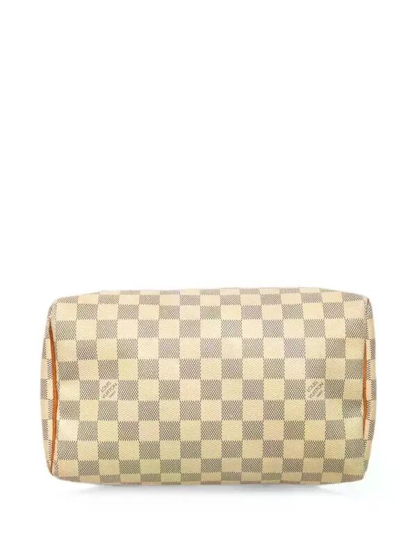 LOUIS VUITTON Damier Azur Speedy 25 Boston Bag - White