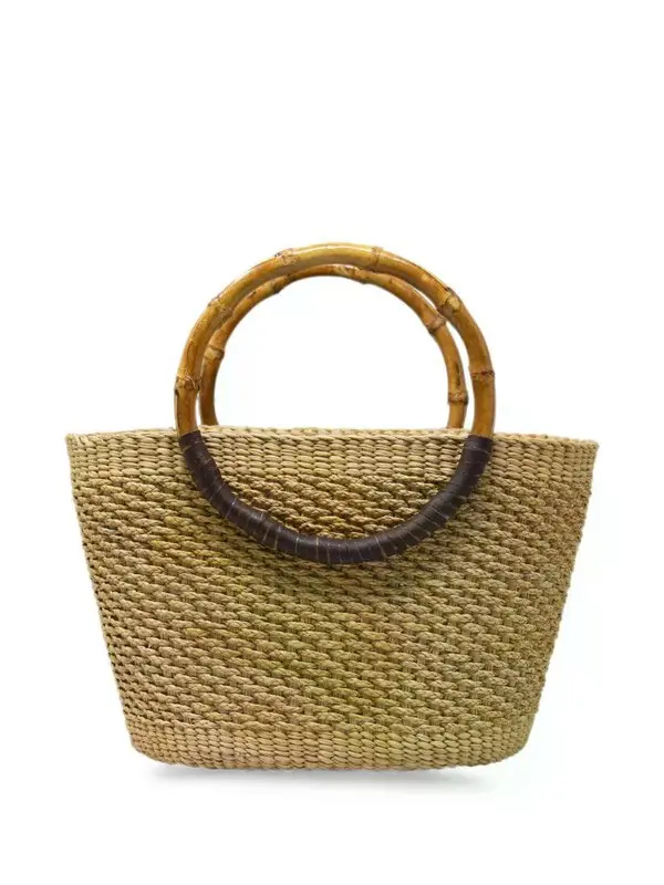 SENSI STUDIO Bamboo-handle Interwoven Tote Bag