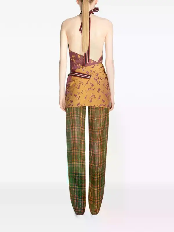 Dries Van Noten Floral Jacquard Halterneck Wrap Top