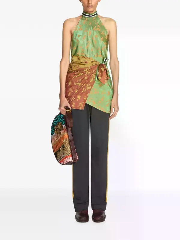 Dries Van Noten Floral Jacquard Wrap Top - Green