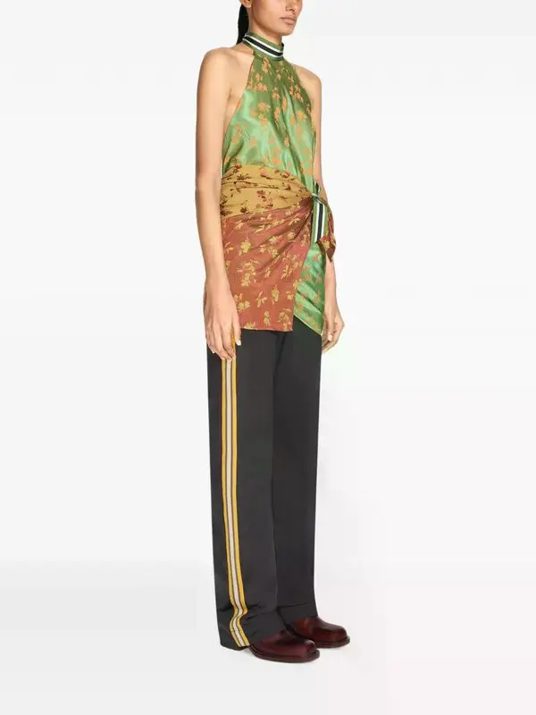 Dries Van Noten Floral Jacquard Wrap Top - Green