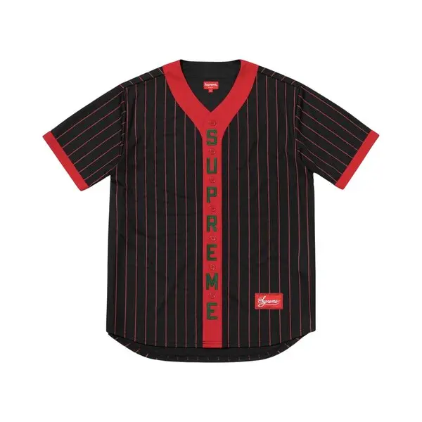 Supreme Vertical Logo Baseball Jersey /red
