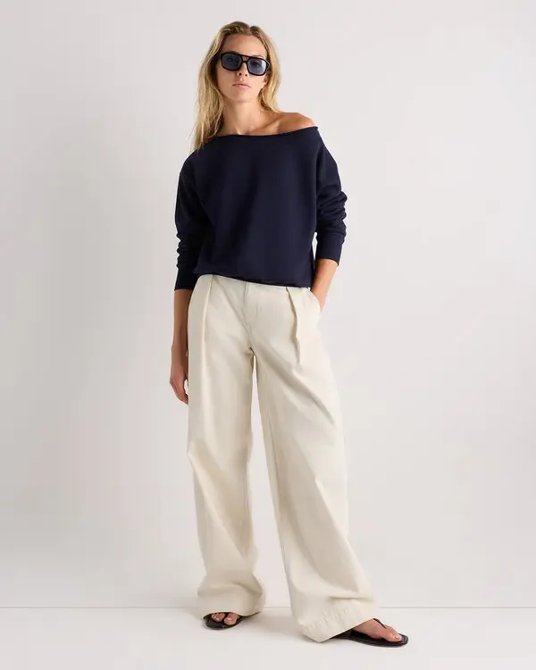 Quince Organic French Terry Off-shoulder Sweatshirt