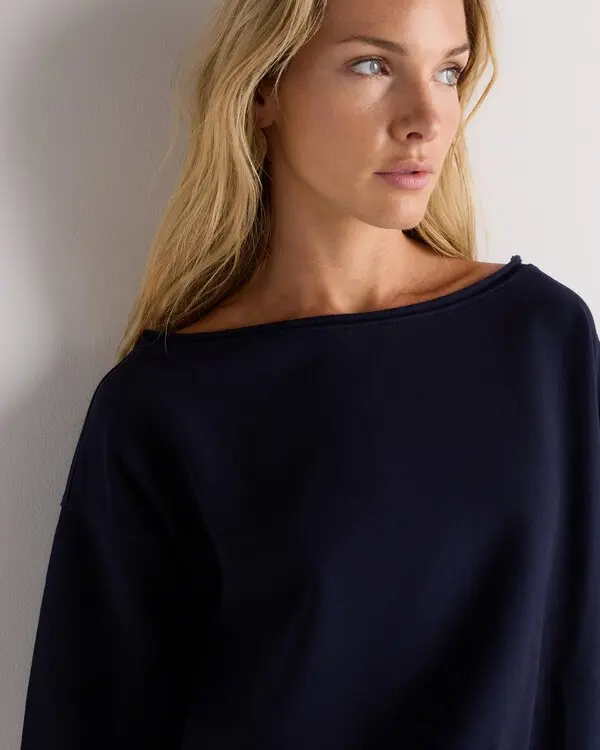 Quince Organic French Terry Off-shoulder Sweatshirt
