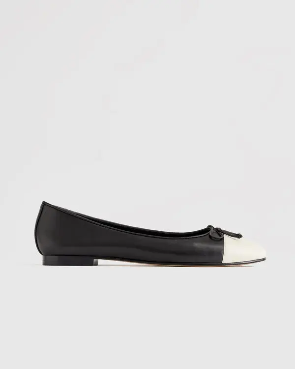 Quince Italian Leather Cap-toe Ballet Flat