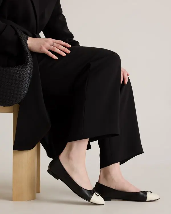 Quince Italian Leather Cap-toe Ballet Flat