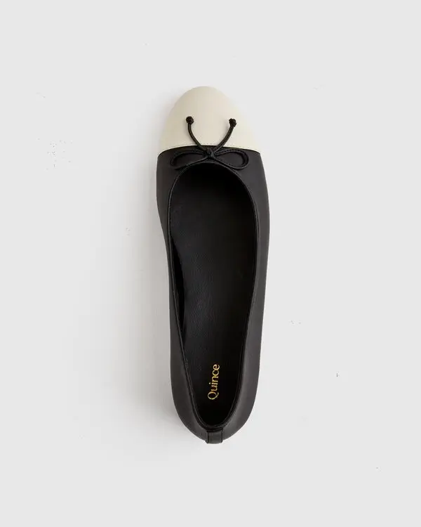 Quince Italian Leather Cap-toe Ballet Flat