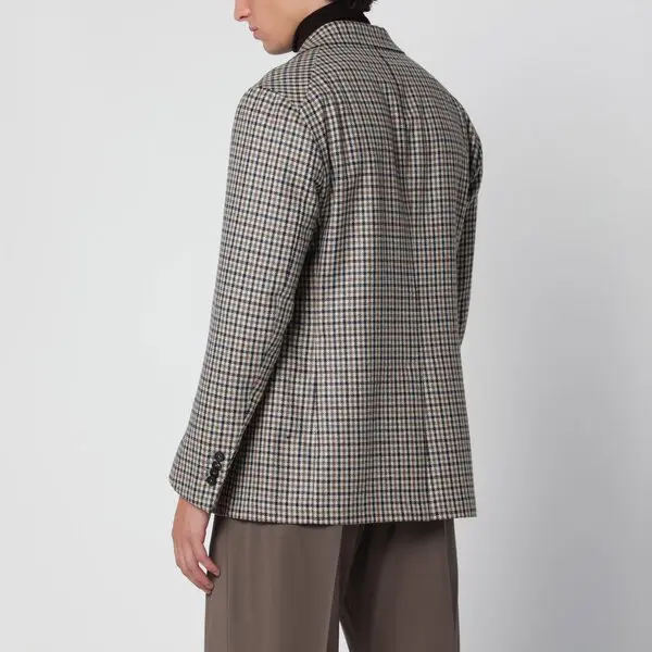 Tagliatore Single-breasted Jacket With Tobacco Vichy Pattern