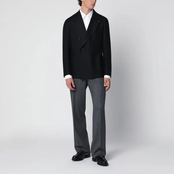 Tagliatore Double-breasted Jacket In Wool - Black