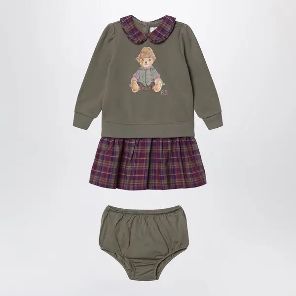 Polo Ralph Lauren Olive Polo Bear Two-piece Set With Culotte - Green