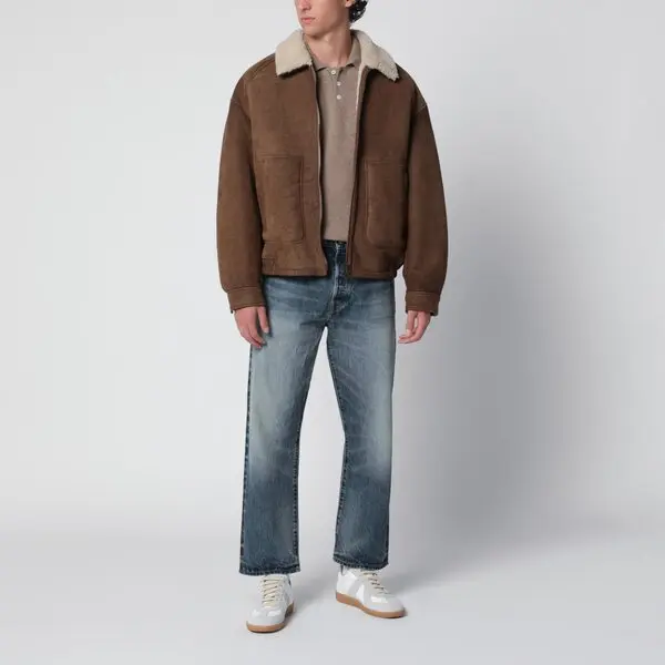 SALVATORE SANTORO Coffee Shearling Jacket With Zip Closure