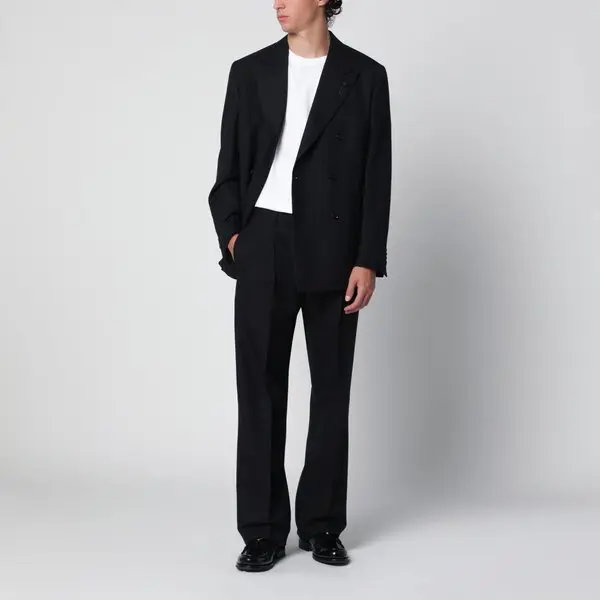 LARDINI Double-breasted Jacket In Wool With Pinstripe Pattern