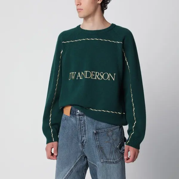 JW Anderson Forest Wool Sweater With Logo Embroidery