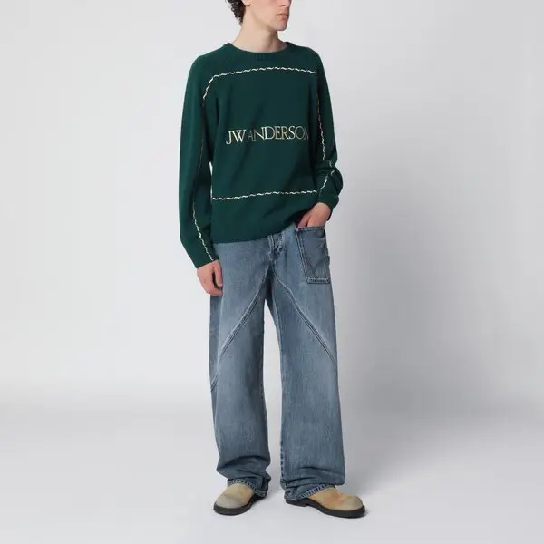 JW Anderson Forest Wool Sweater With Logo Embroidery