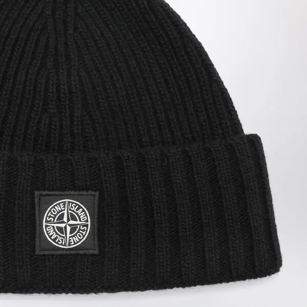 Stone Island Wool-blend Beanie With Logo Patch