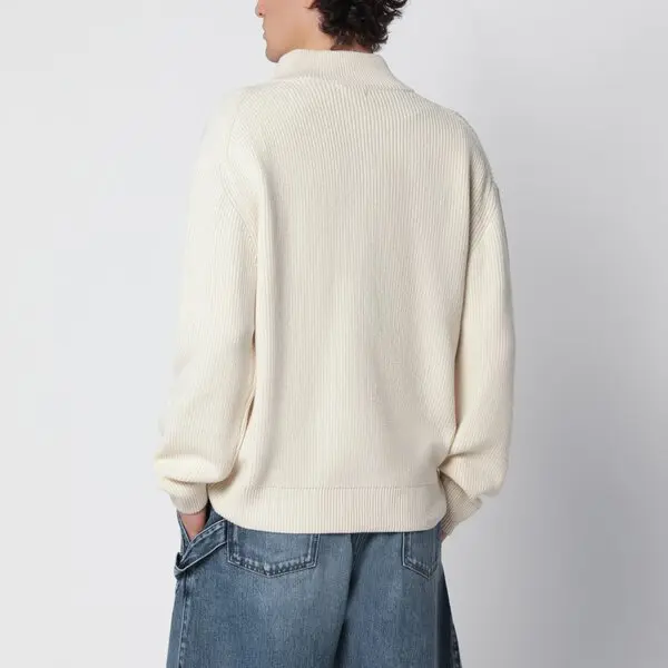 JW Anderson Ivory Half-zip Sweater In Wool Blend