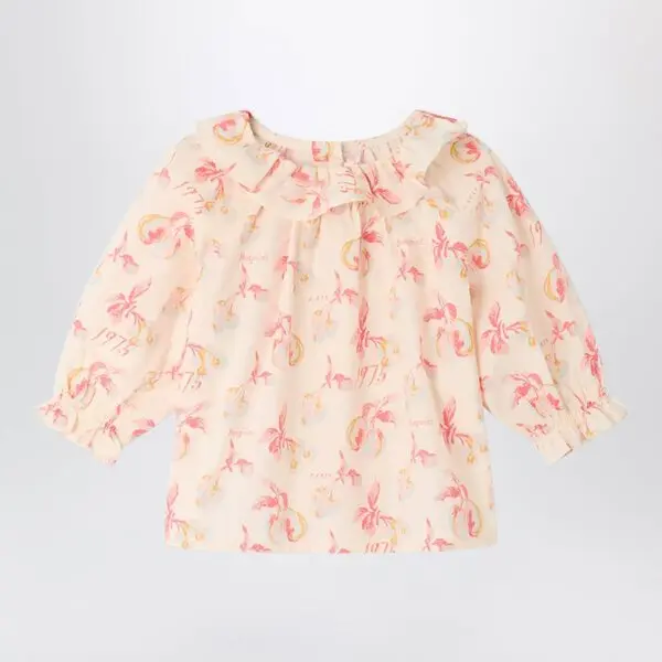 Bonpoint Ecru Printed Organic Cotton Blouse