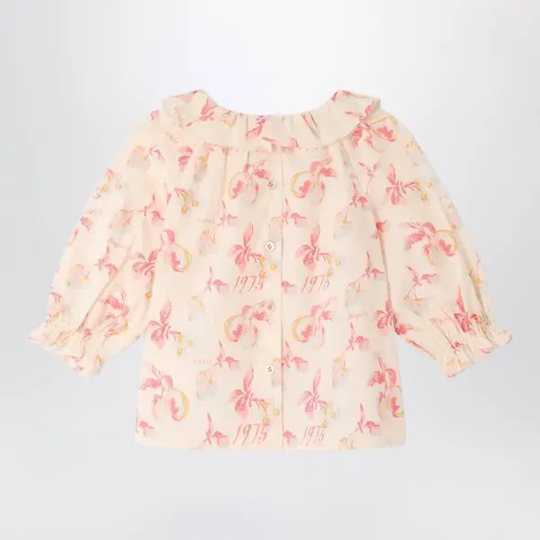 Bonpoint Ecru Printed Organic Cotton Blouse