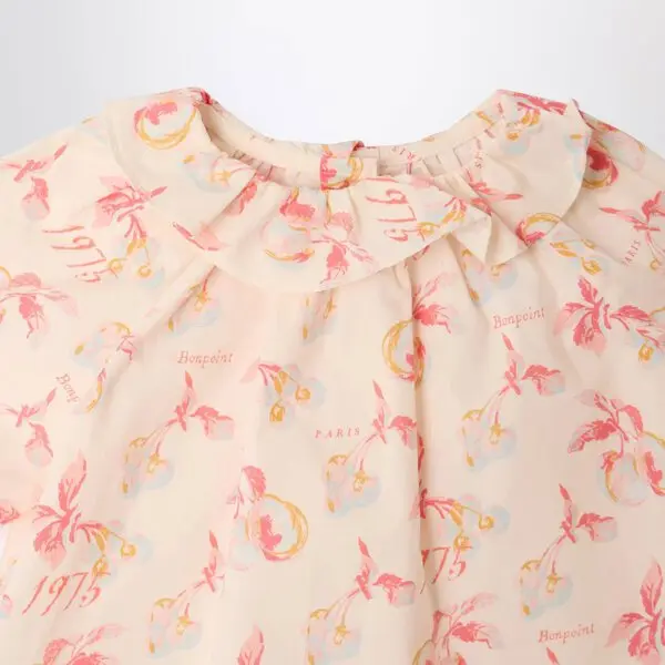 Bonpoint Ecru Printed Organic Cotton Blouse