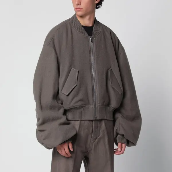 Rick Owens Taupe Wool Tower Secchia Flight Jacket - Grey