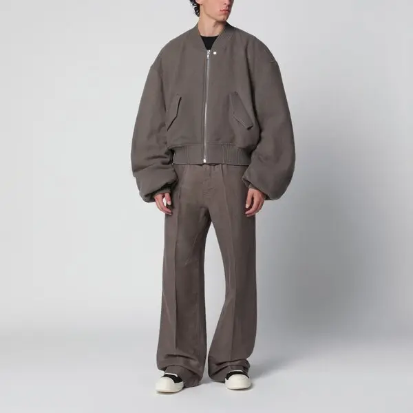 Rick Owens Taupe Wool Tower Secchia Flight Jacket - Grey