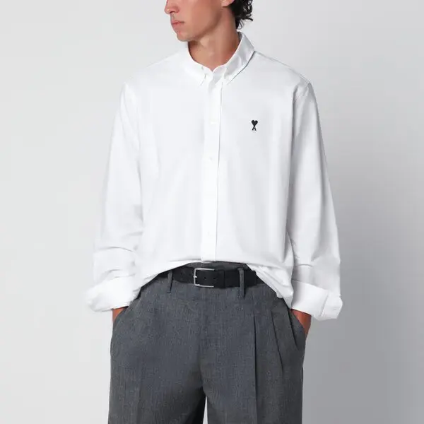 AMI Paris De Coeur Shirt In Cotton - White