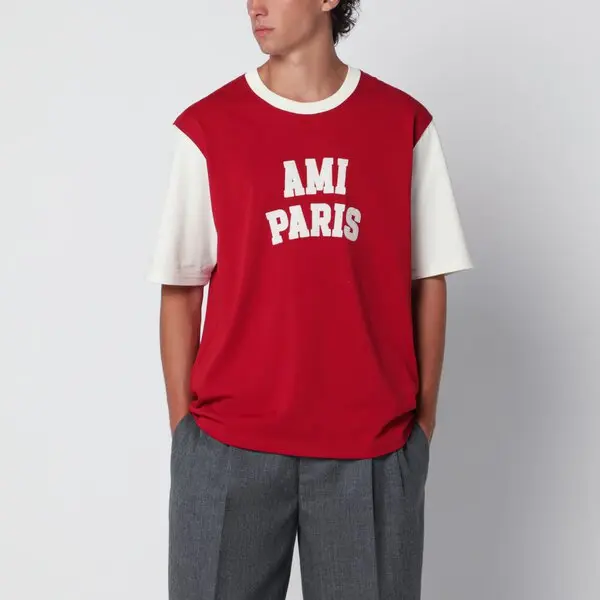 AMI Paris Ruby T-shirt With Logo Embroidery - Red