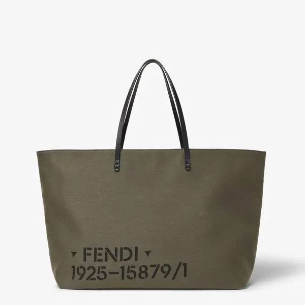Fendi Large Canvas Shopper Bag With Stencil Print