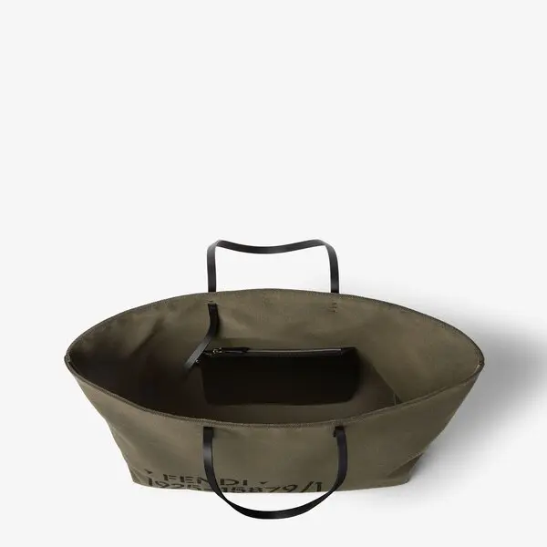Fendi Large Canvas Shopper Bag With Stencil Print