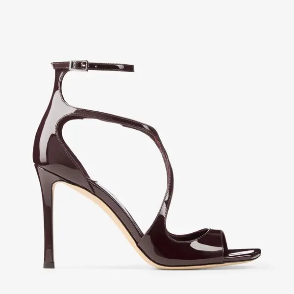 JIMMY CHOO Ankle-strap Patent Leather Stiletto Sandals - Deepmerlot