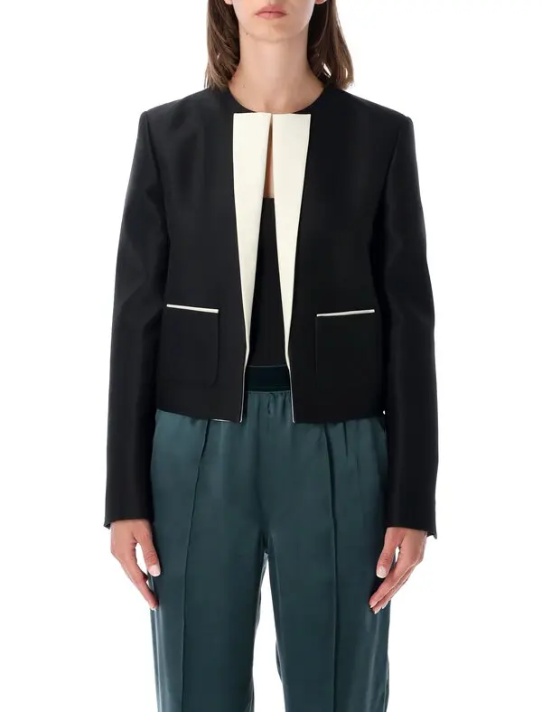 TOM FORD Wool-silk Spencer Jacket With Contrast Trim - Nero