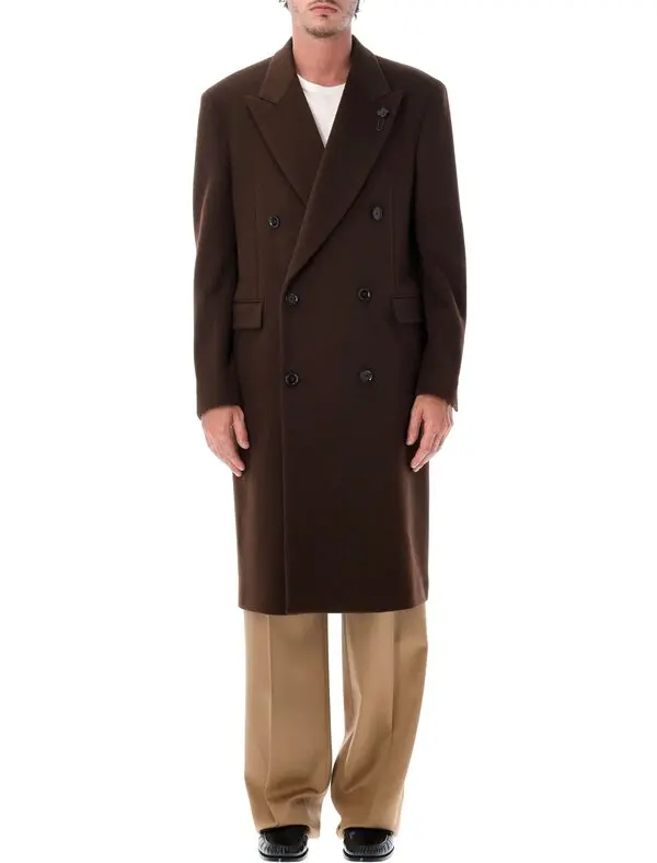 LARDINI Double-breasted Wool Overcoat