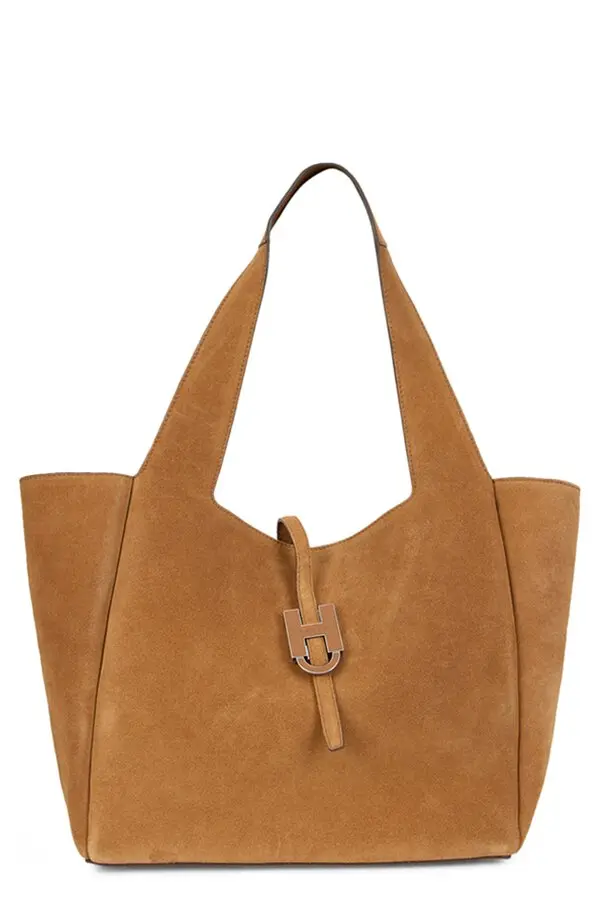 Hogan Trend Suede Shopper Handbag With Long Shoulder Handles