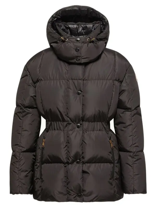 Moncler Down-filled Water-repellent Hooded Coat With Belt - Nero