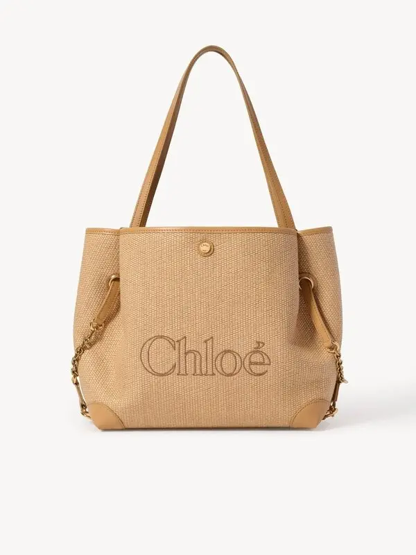 Chloé Large Logo-embroidered Woven Tote Bag - Bleachbrw