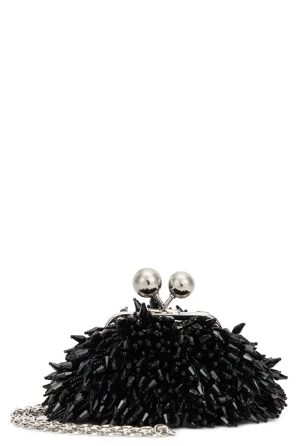 Max Mara Pasticcino Mini Handbag With Pom-pom Details And Shoulder Strap - Black