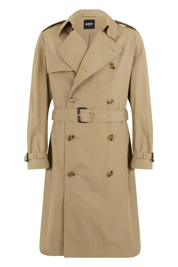 BOSS Double-breasted Cotton Trench Coat