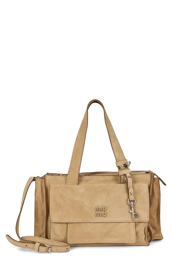 Miu Miu Mini Shoulder Handbag With Adjustable Strap - Beige