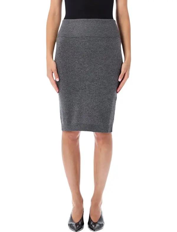 Stella McCartney Wool Knit Midi Pencil Skirt - Grigio
