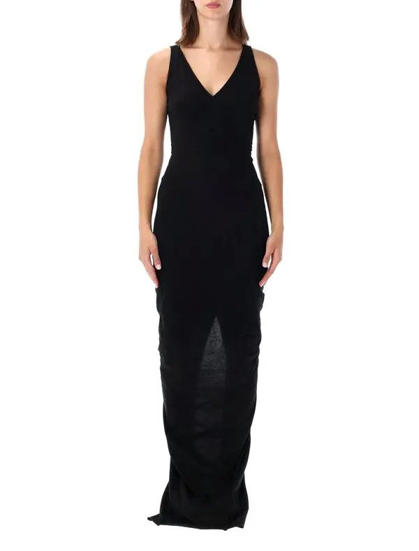 Rick Owens Sleeveless V-neck Maxi Dress - Nero
