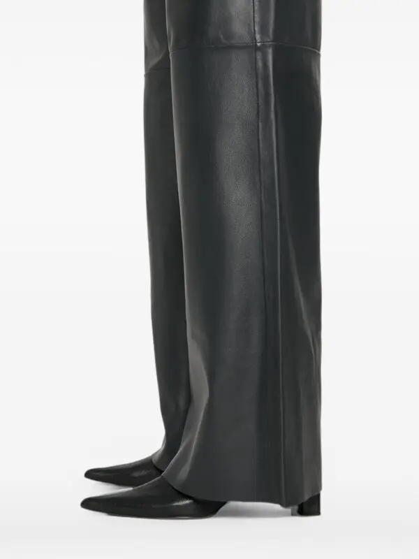 FORTE_FORTE Leather High-waisted Wide-leg Trousers