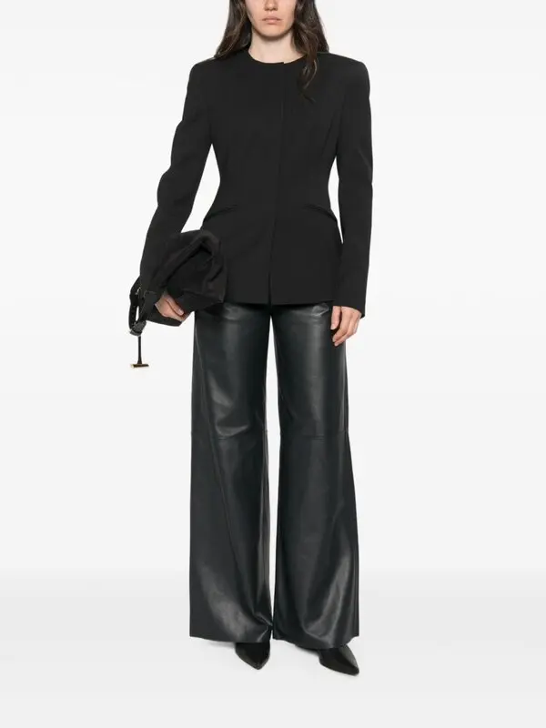 FORTE_FORTE Leather High-waisted Wide-leg Trousers