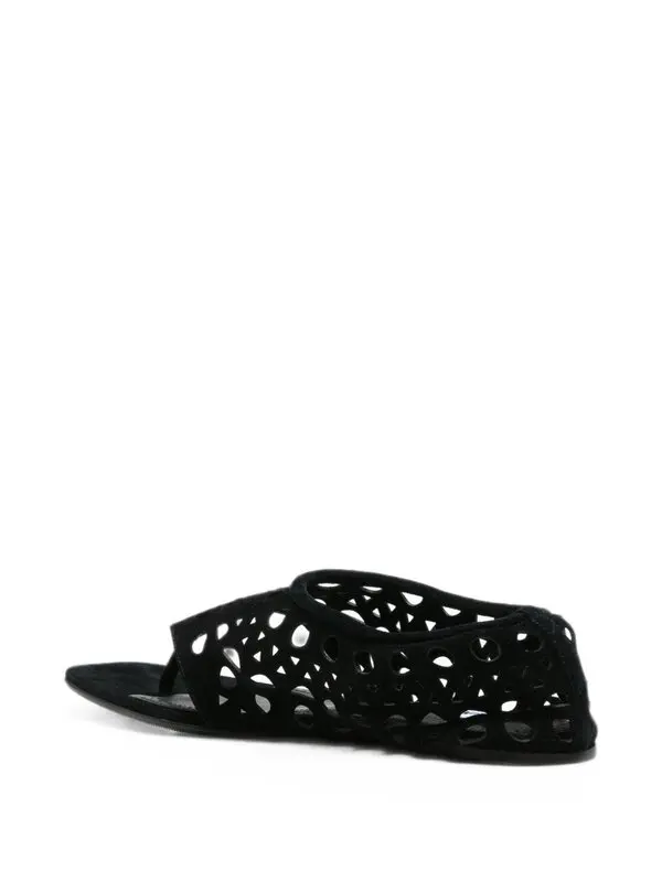 Alaïa Neo Vienne Flat Sandals - Black