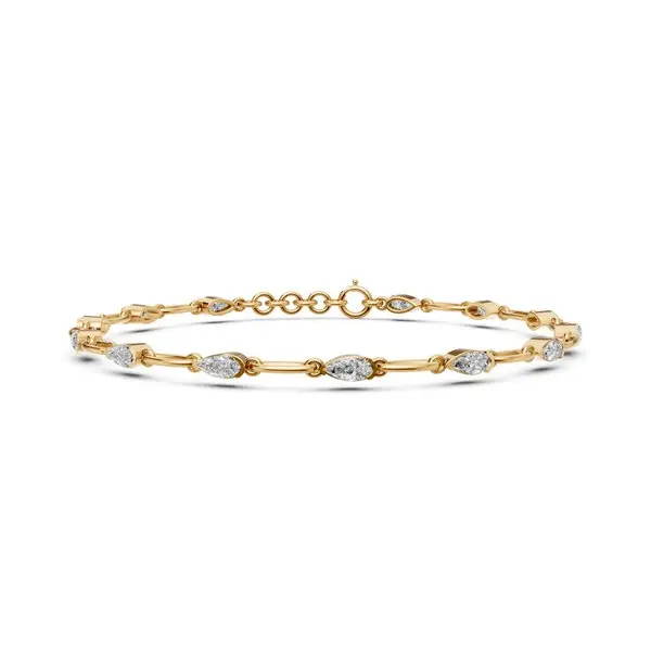 AYA FINE JEWELRY Marguerite Pear Cut Lab Grown Diamond Tennis Bracelet In Gold - Yellow