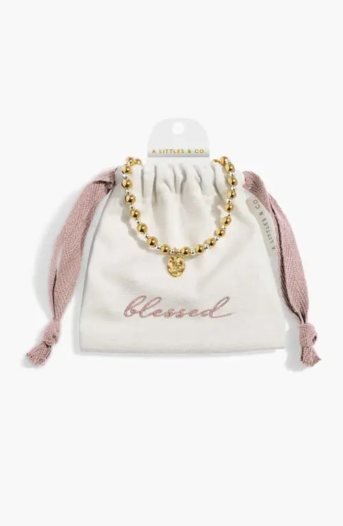 A LITTLES & CO Blessed" Beaded Charm Bracelet With Embroidered Pouch - Mixed